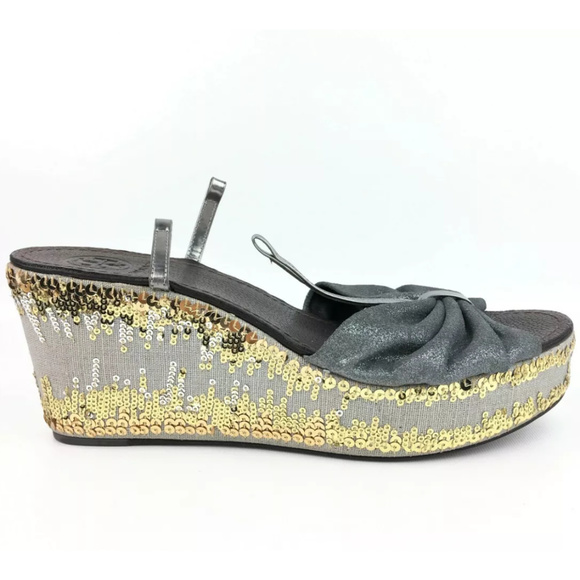 Tory Burch | Shoes | Tory Burch Declan 2 Sequin Wedges Sandals | Poshmark